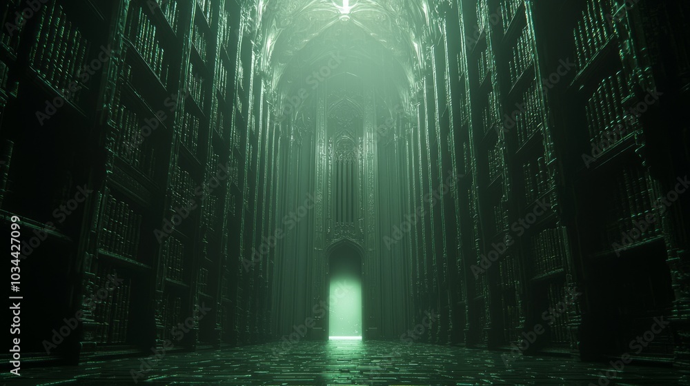 Eerie Gothic Halloween Scene - Spooky Old Library with Hidden Chamber ...
