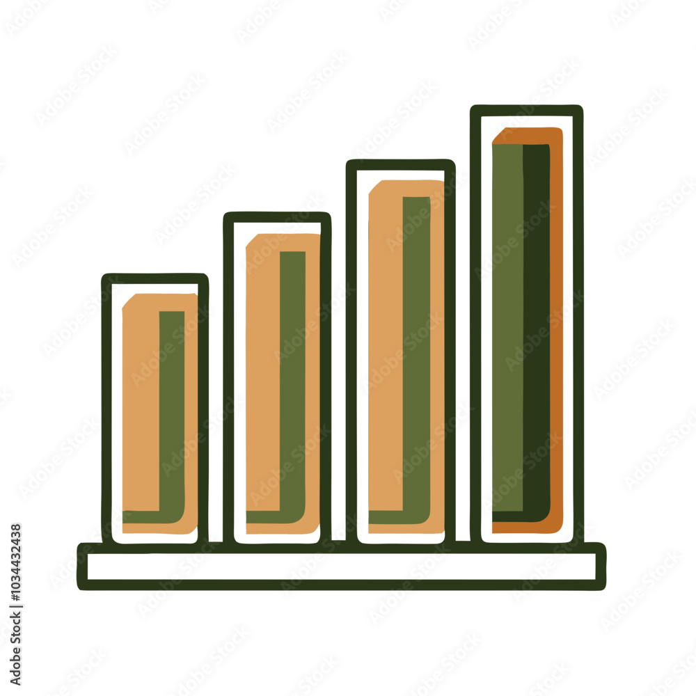 A graph with five bars of different heights. The bars are green and ...