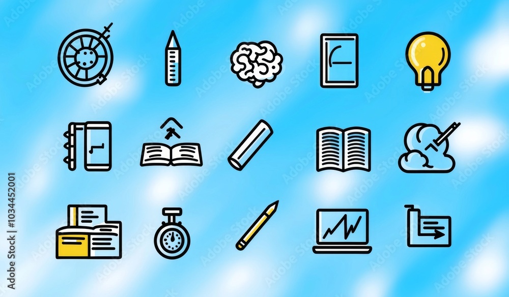 Set of 50 education web icons. This set includes square root in class ...