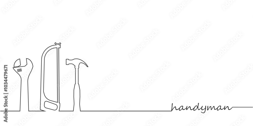 Professional handyman services. Vector banner template with hacksaw ...