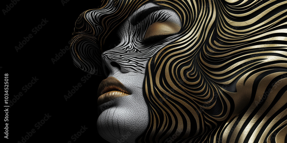 Unique elegant designed masquerade mask, as installation artwork with ...