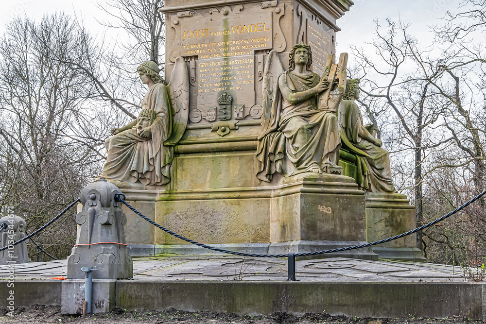 Joost van den Vondel Statue - monument to 17th-century Dutch poet and ...