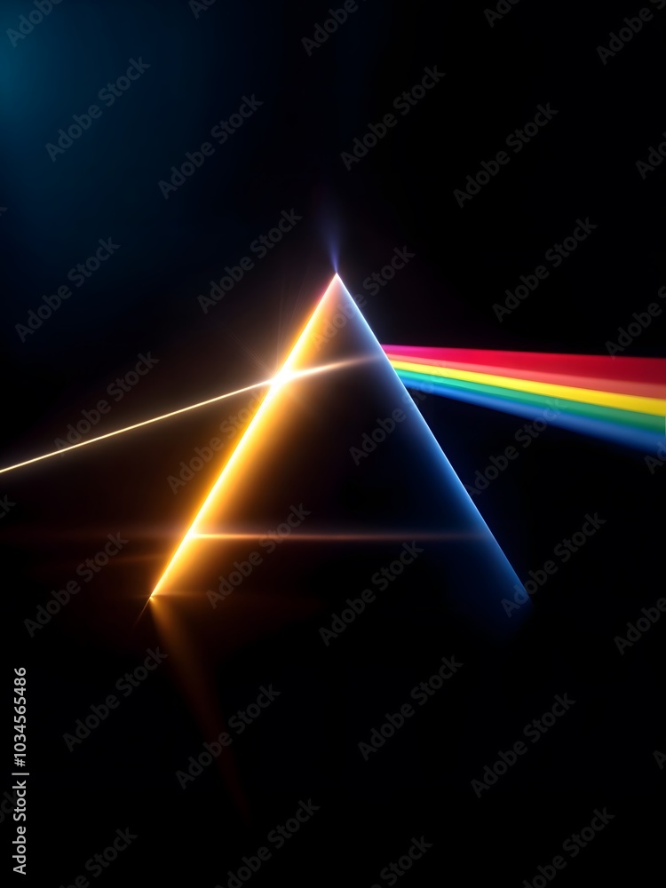 A prism with a ray of light passing through one side and the light ...