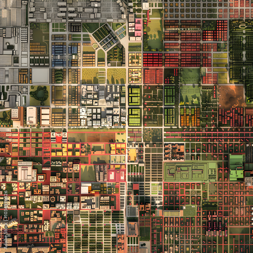 Color-Coded Zonal Schematic of Cityscape Highlighting Residential ...