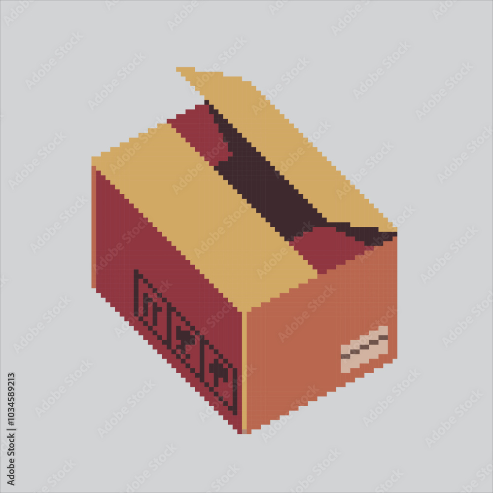 Pixel art illustration Board Box. Pixelated Cardboard. Cardboard Box ...