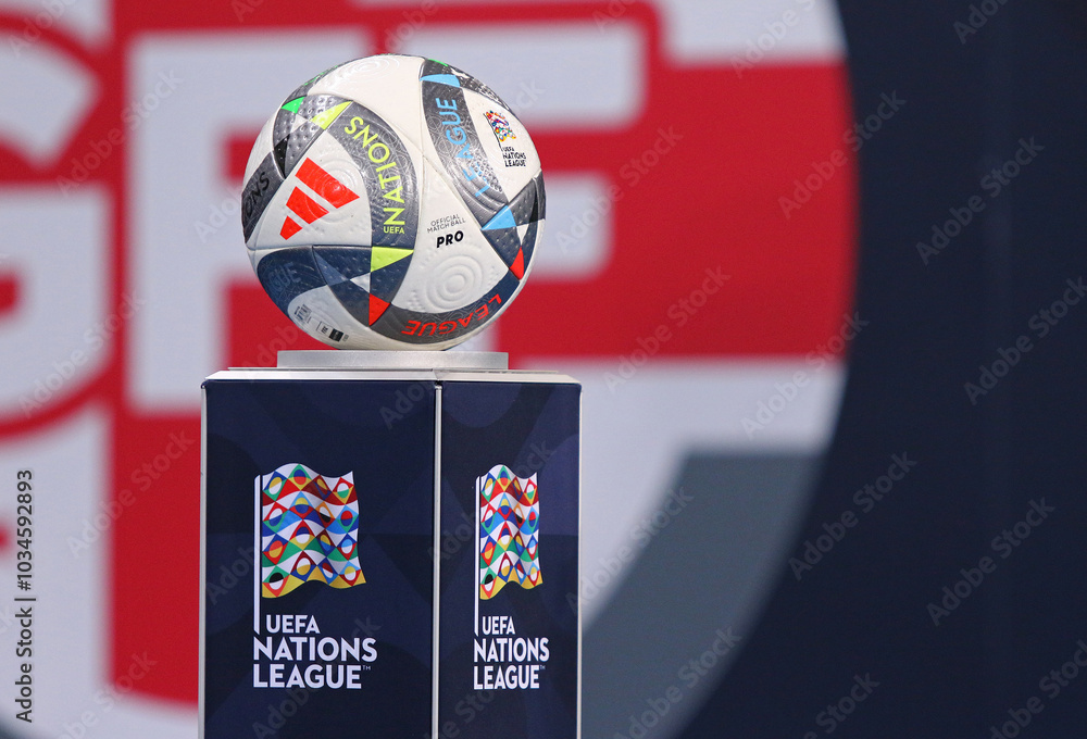 Poznan, Poland - October 11, 2024: Adidas Nations League Pro, official match ball of the UEFA ...