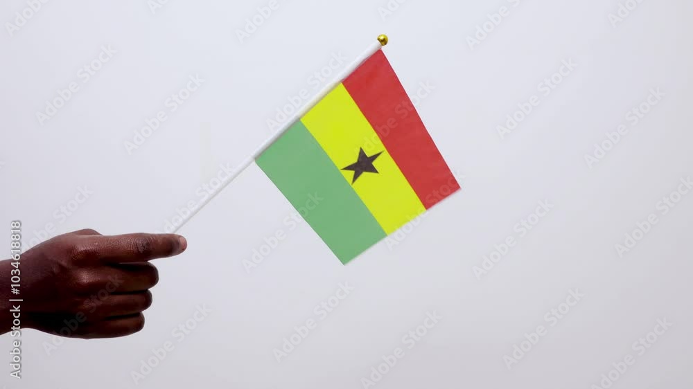 Black african female woman lady hand holding waving Ghanaian national ...