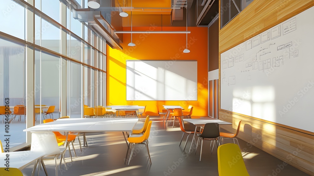 106. A bright workspace with whiteboards and an open area for a product ...