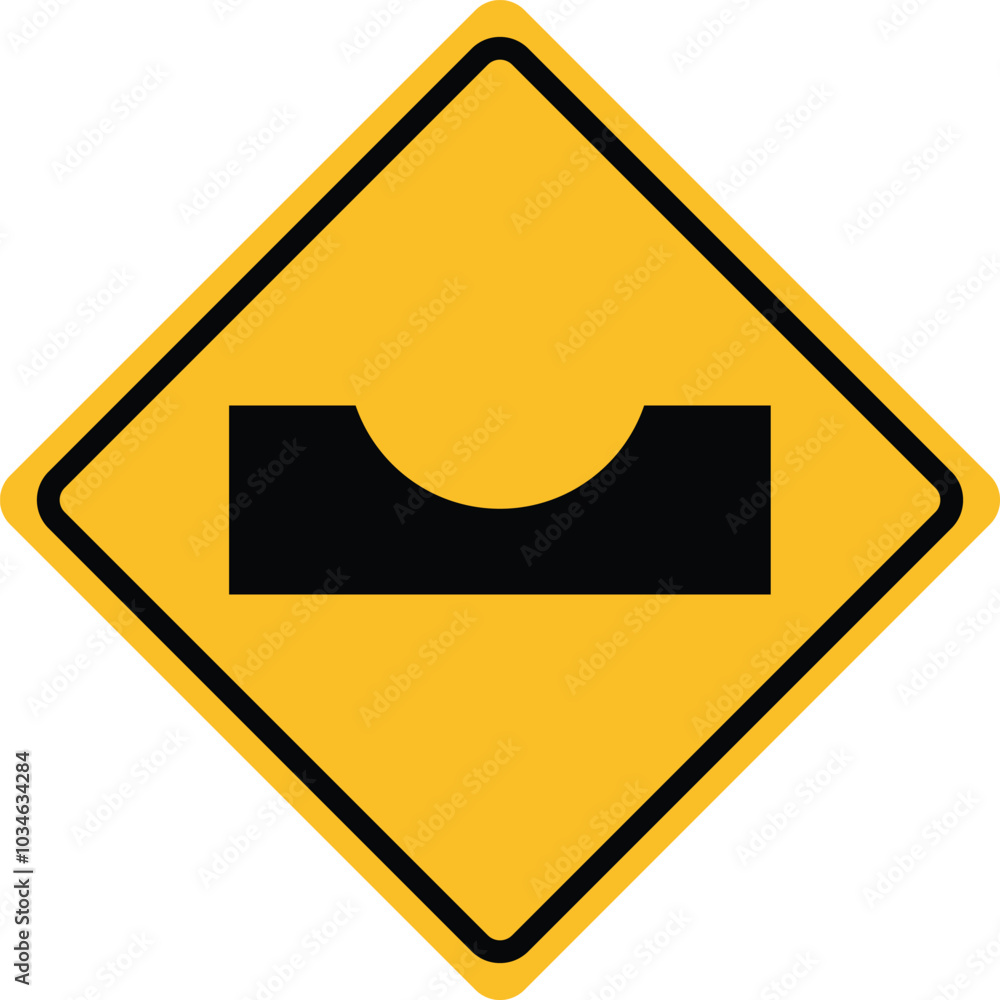 Dangerous dip sign. Dip sign on the road symbol. Hole on the road ...