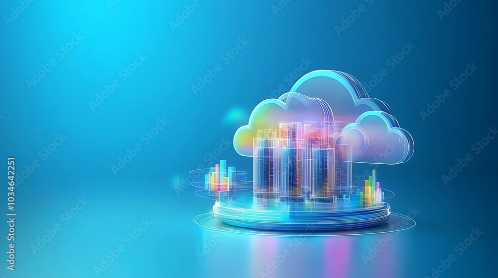 A modern digital representation of cloud storage with battery icons and ...