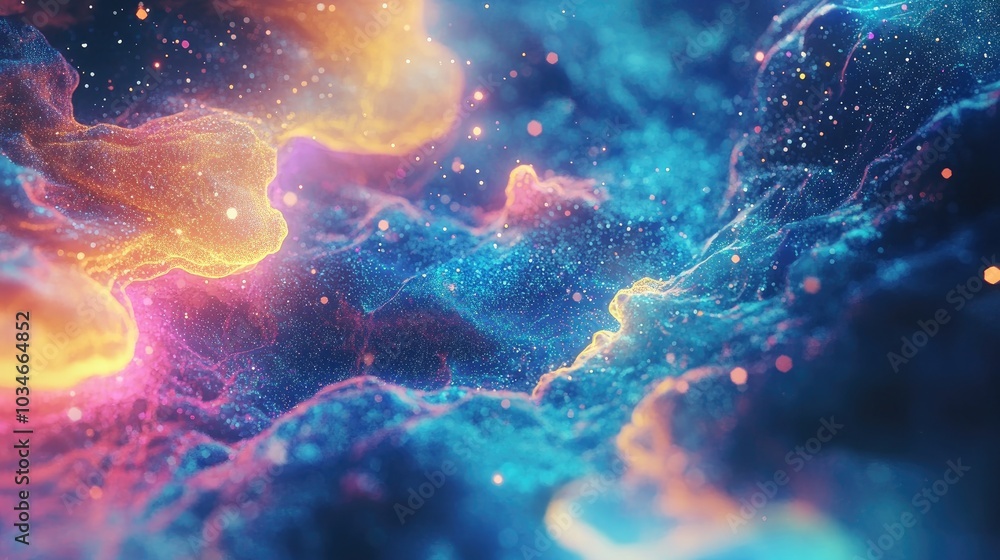 Colorful and beautiful space background in 3D cartoon rendering Starry ...