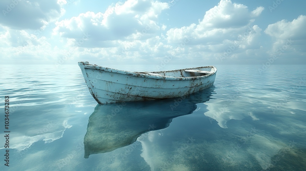 sinking boat labeled business ide symbolizes business failure and lost ...