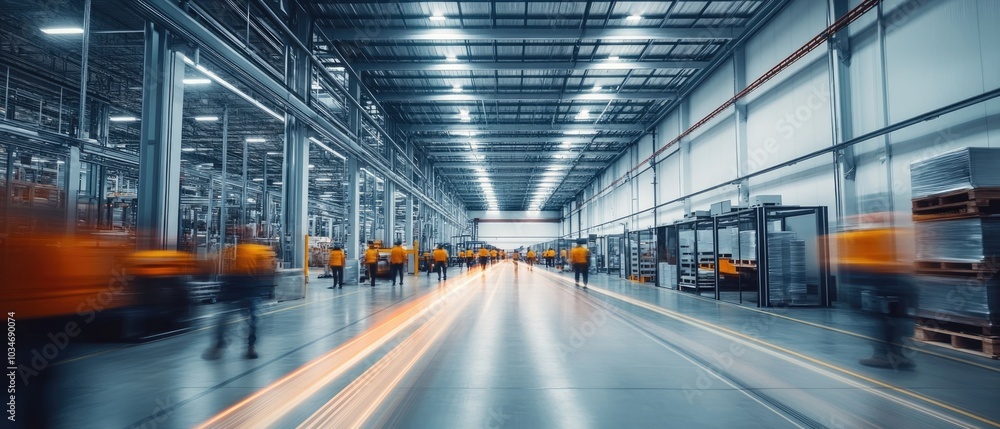 Very realistic and photographic photo of a sleek, modern warehouse ...