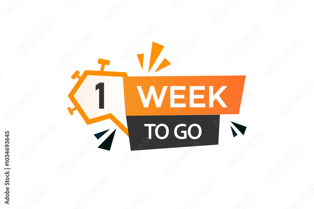 1 week to go, icon, stile, timer, countdown, clock, time, background ...