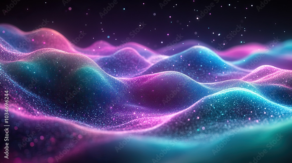 abstract representation of dat science with flowing shapes in green and ...