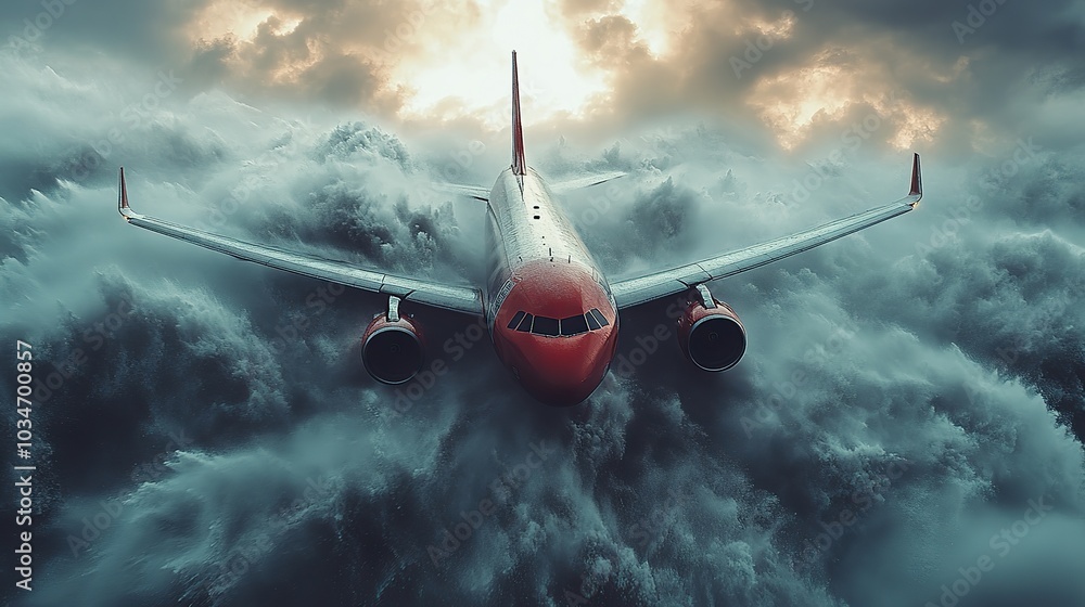 an airplane navigating through turbulent weather highlighting issues ...