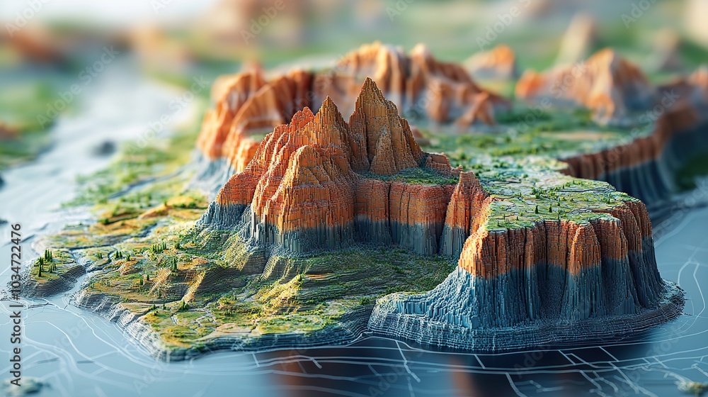 digital map terrain showcasing gis geodat mapping concept highlighting ...