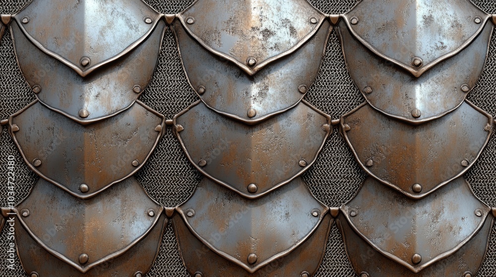 Seamless fantasy armor texture featuring a 3D metallic pattern with a ...