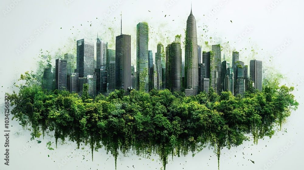 esg sustainability concept with green city skyline in simple line style ...
