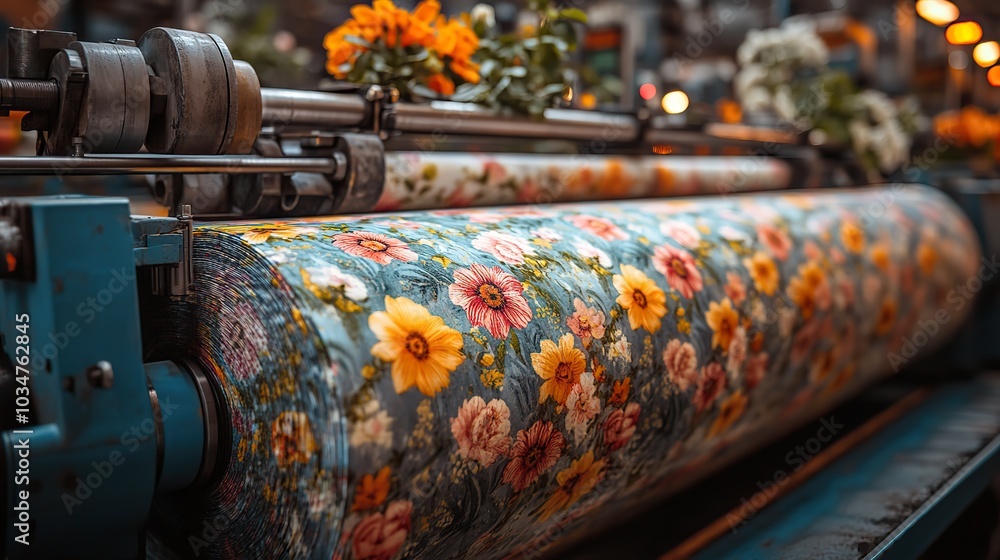 heat transfer printing process with vibrant floral patterns on fabric ...
