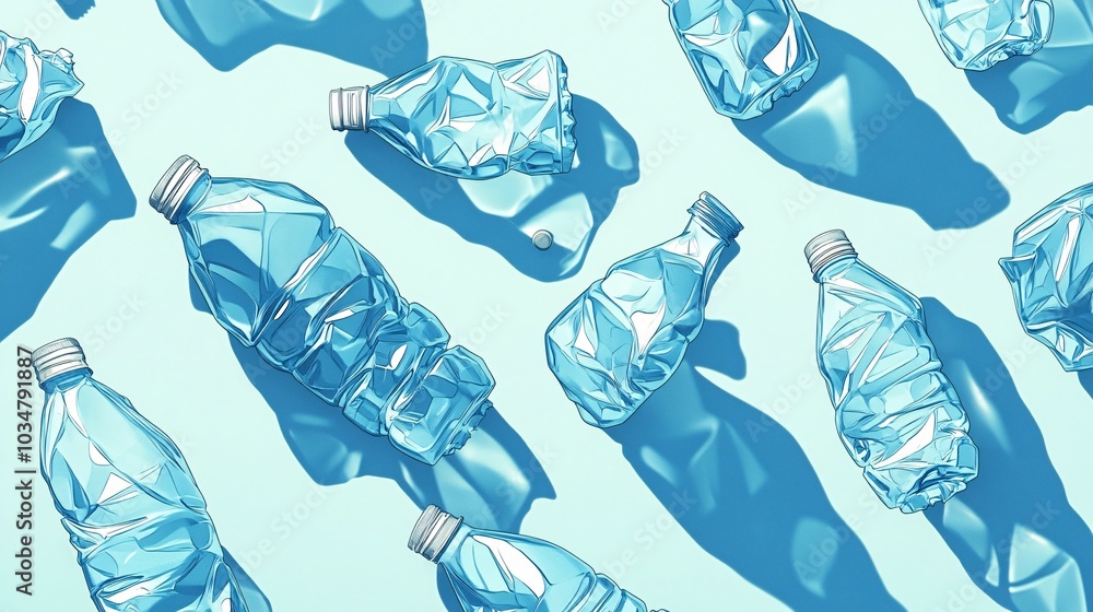 2408 15.An animated illustration of empty, crumpled plastic water ...