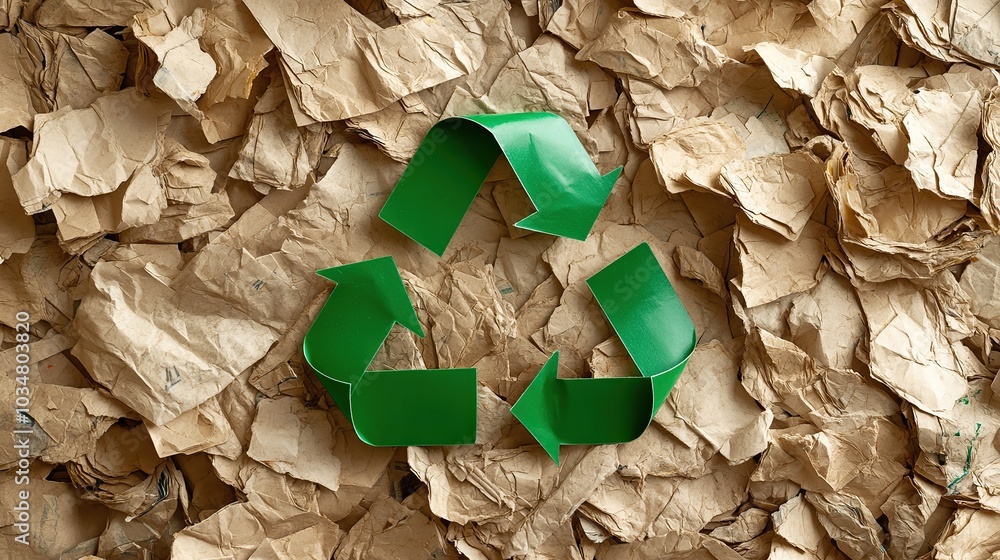 ภาพประกอบสต็อก recycling symbol with three green arrows in triangular ...