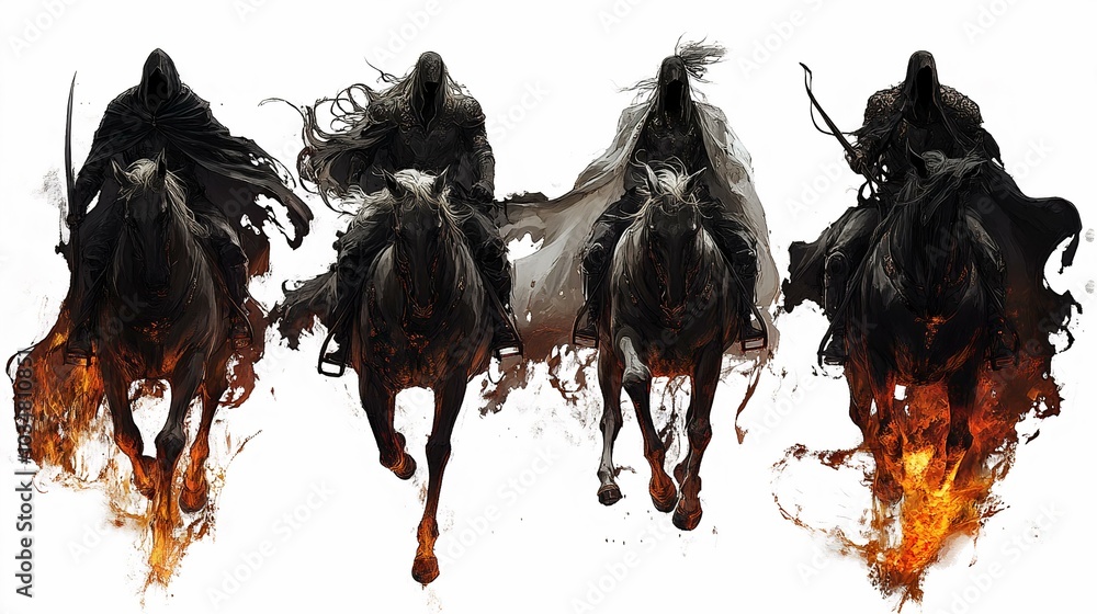 Four horsemen of the apocalypse on a transparent background Stock ...
