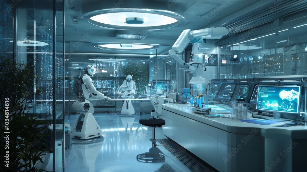 Gene Editing Facility : A futuristic lab where robots are conducting ...