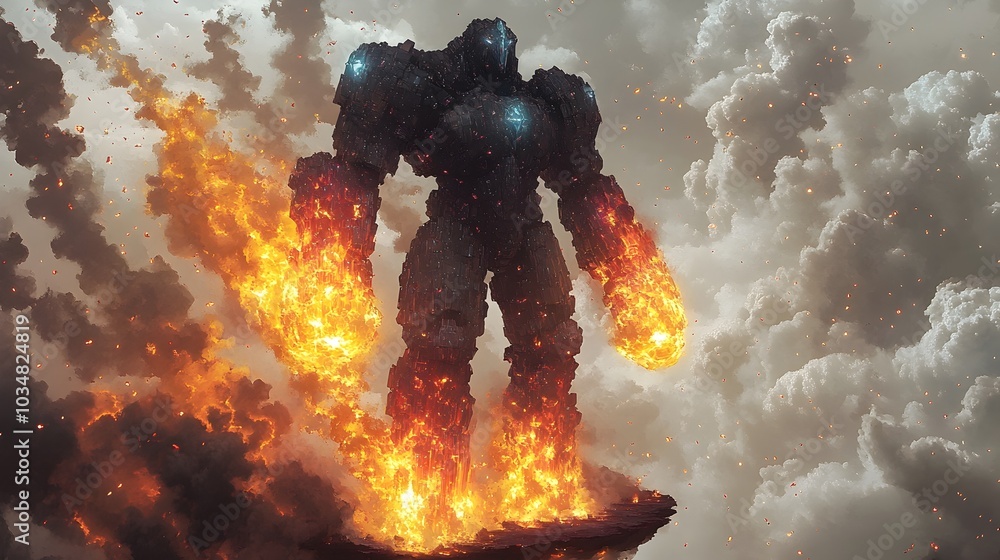 Colossal Rainbow Titan of Crystalline Armor Amid Swirling Magical ...