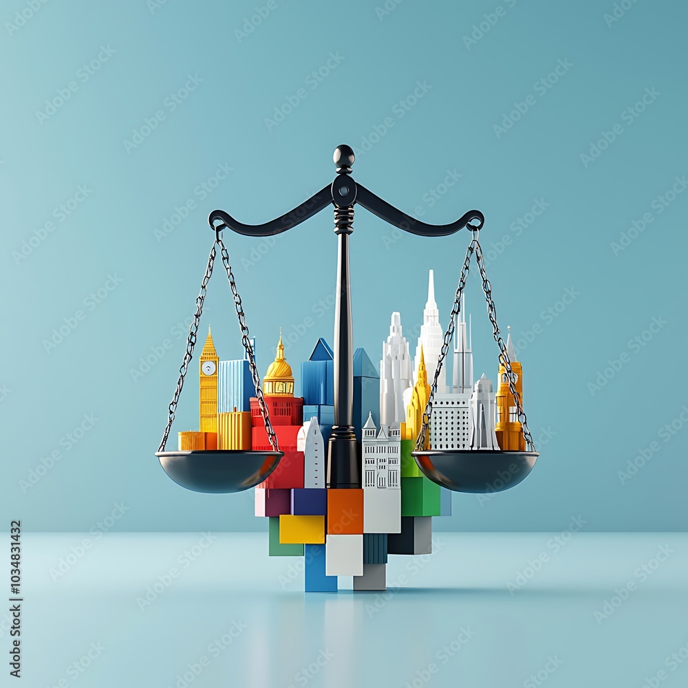 Scales of justice hovering over a map of the world representing the ICJ ...