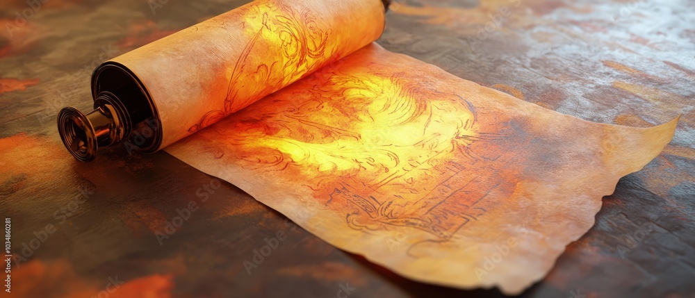 Glowing open scroll revealing Book of Daniel with symbols of wisdom ...