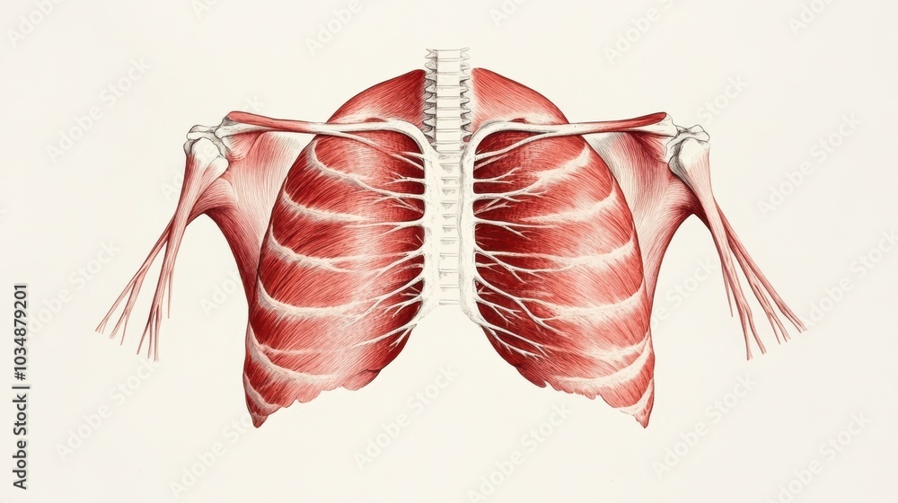 Cross Section of Intercostal Muscles and Thoracic Anatomy ilustração do ...