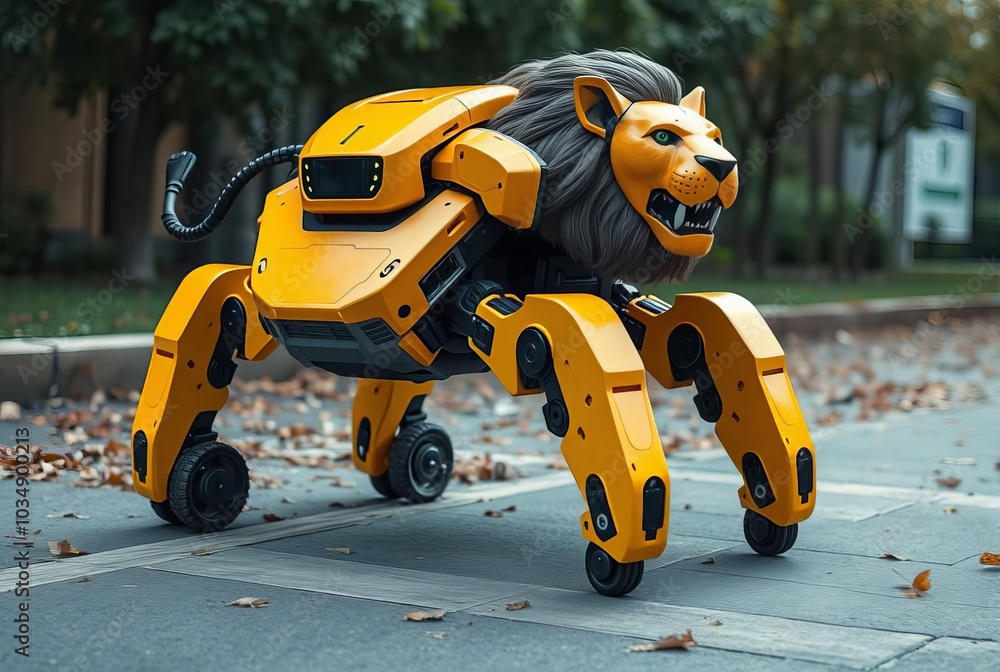 Lion Security Bot Imposing quadrupedal robot for patrolling and Stock ...