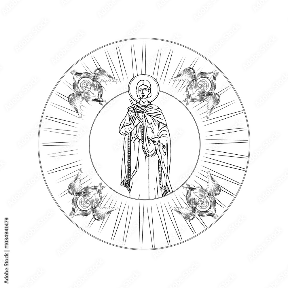Saint Varus (name english). Greek medallion- coloring page in Byzantine ...
