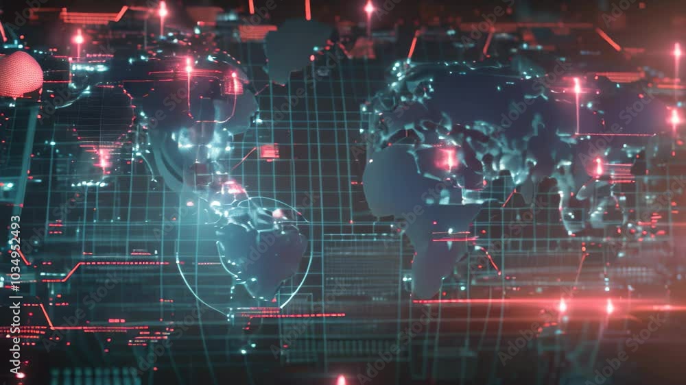 A computer screen displaying a detailed world map with borders and ...