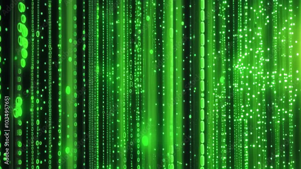 This Video captures a striking Video of a multitude of green numbers ...