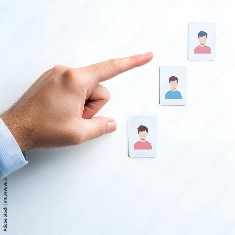 Creating an identity in the virtual or online world. A hand pointing ...