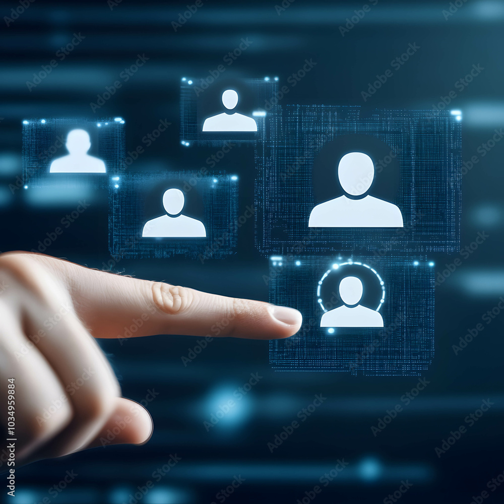 Creating an identity in the virtual or online world. A hand pointing ...