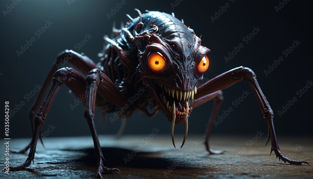 A nightmarish insectoid beast with a chitinous exoskeleton, sharp ...