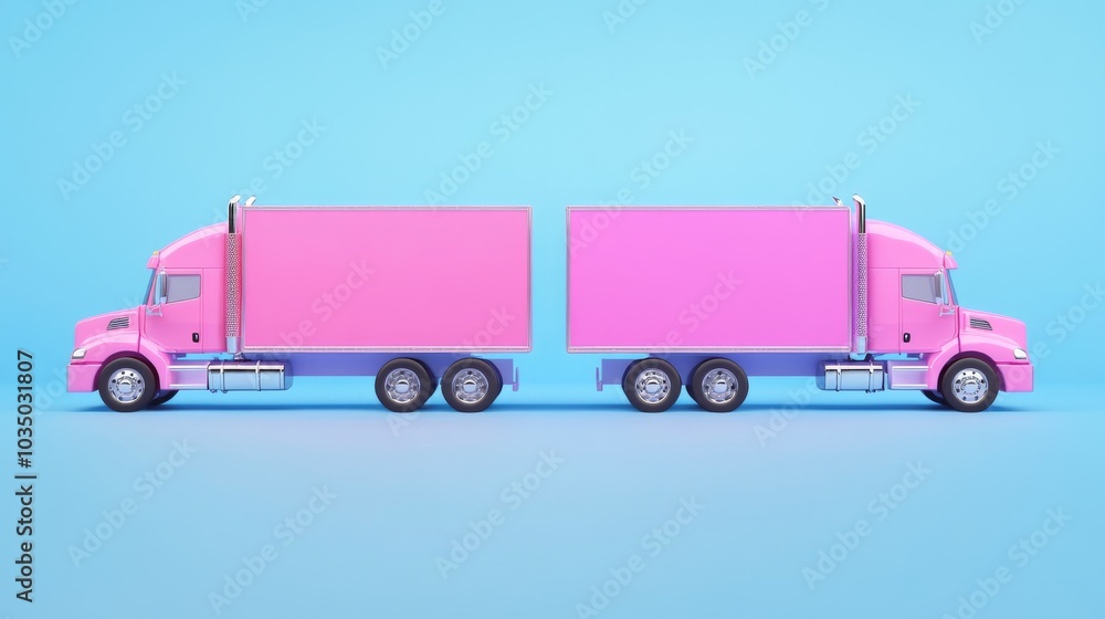 ภาพประกอบสต็อก toy-inspired freight trucks, neon color palette ...
