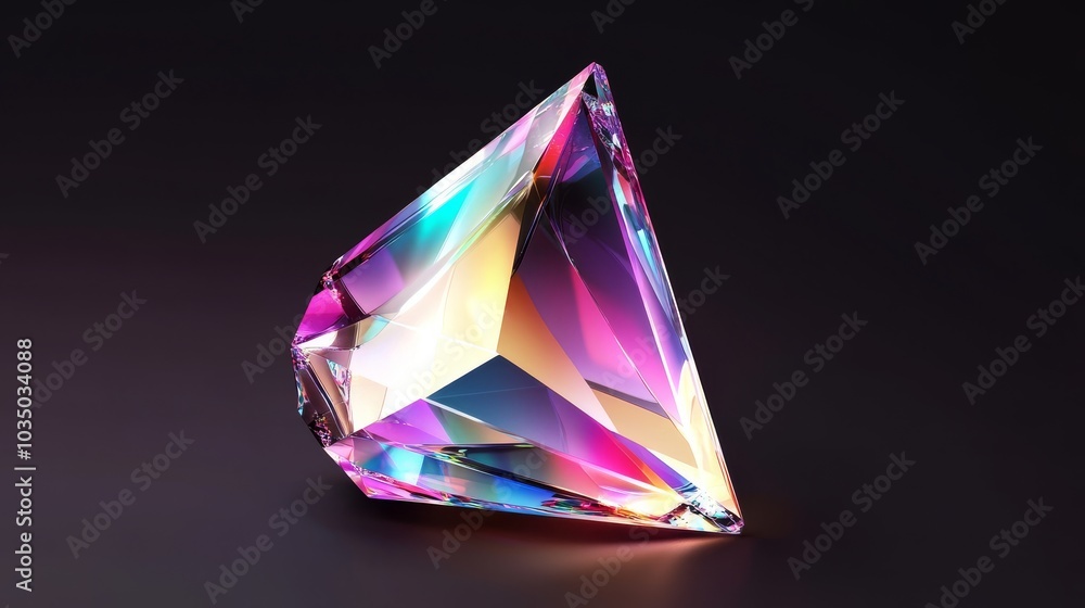 triangular crystal prisms, 3d transparent shapes, rainbow light ...