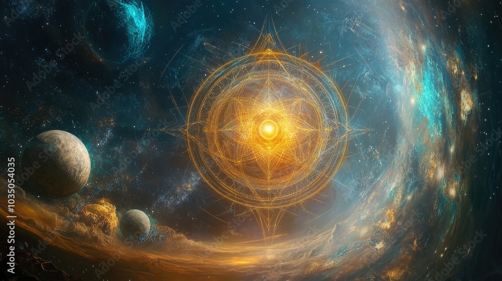 Sacred geometry in a 3D cartoon rendering showcases the connection ...