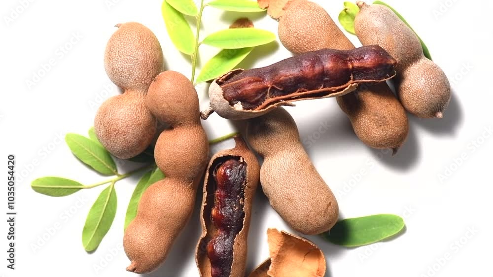 Tamarind fruit isolated on white background. Tamarind tropical pods ...