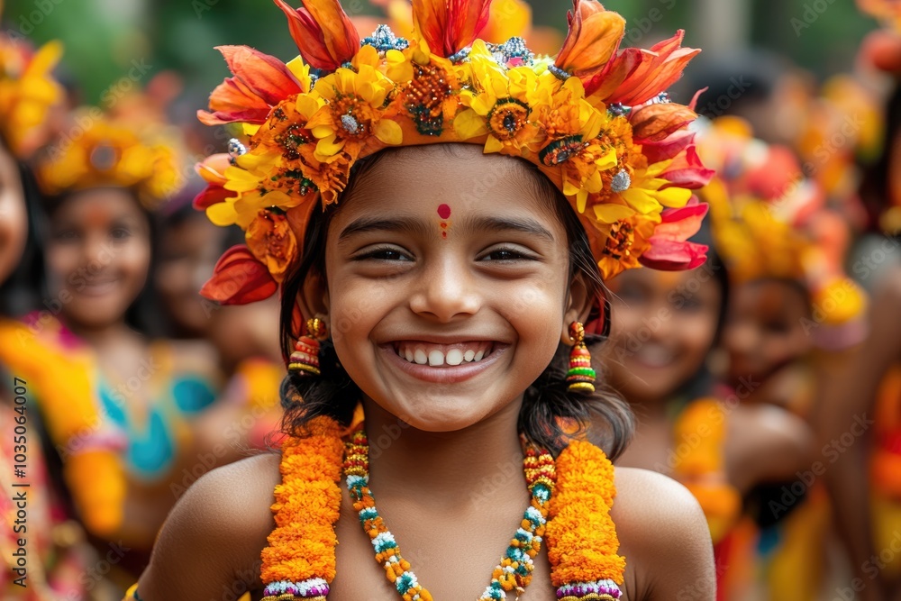 Happy Indian children in national costumes with self-esteem, on ...