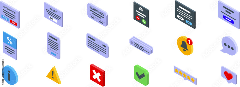 Alert box ui icons set. Set of notification icons showing different ...