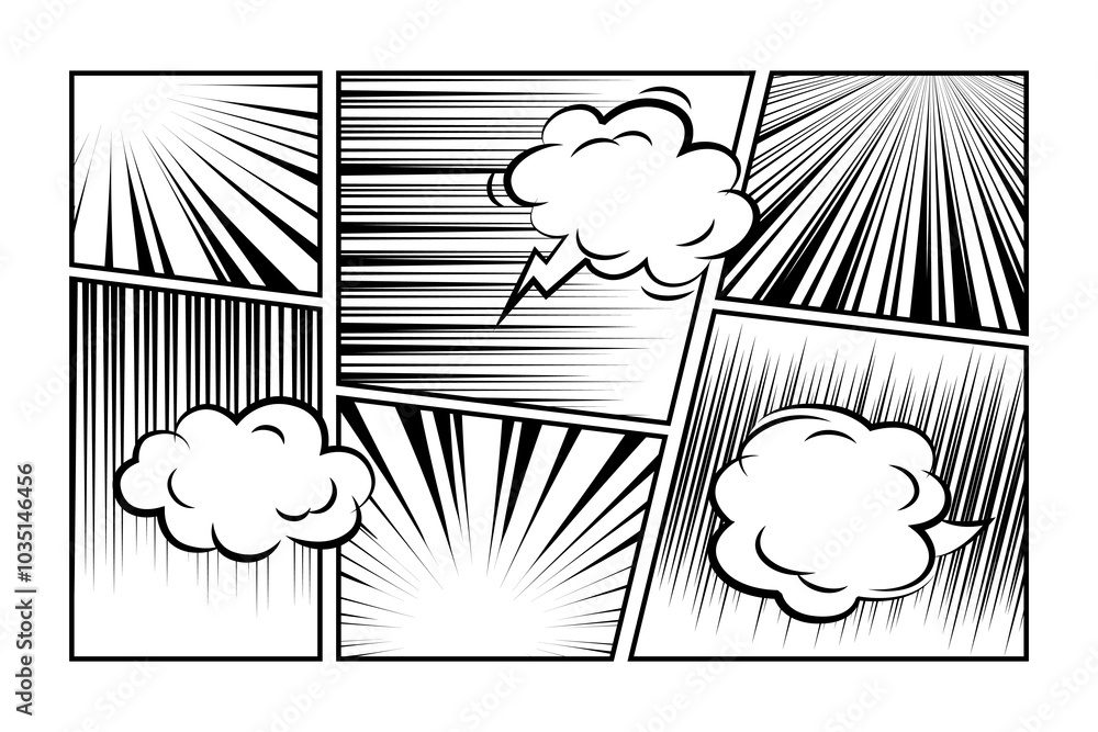 Set of manga comic speed line, zoom and motion effects background ...