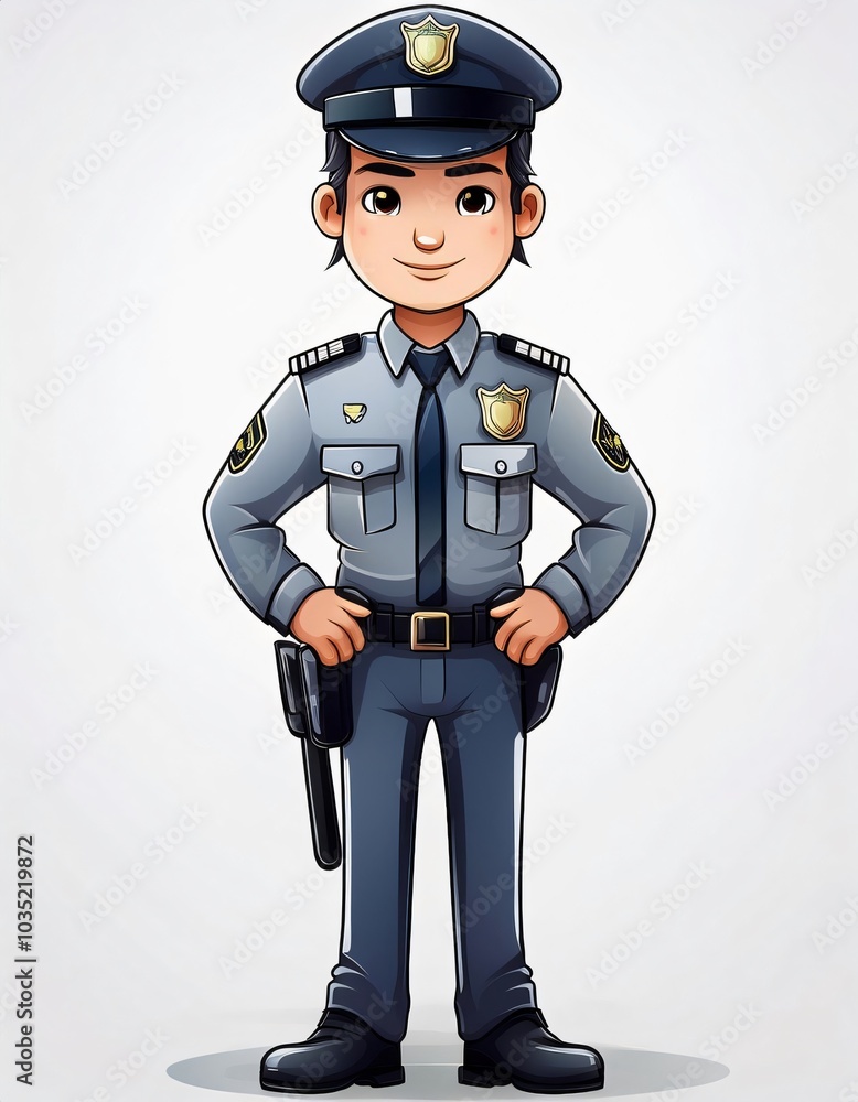 Confident and approachable cartoon police officer exudes a sense of ...