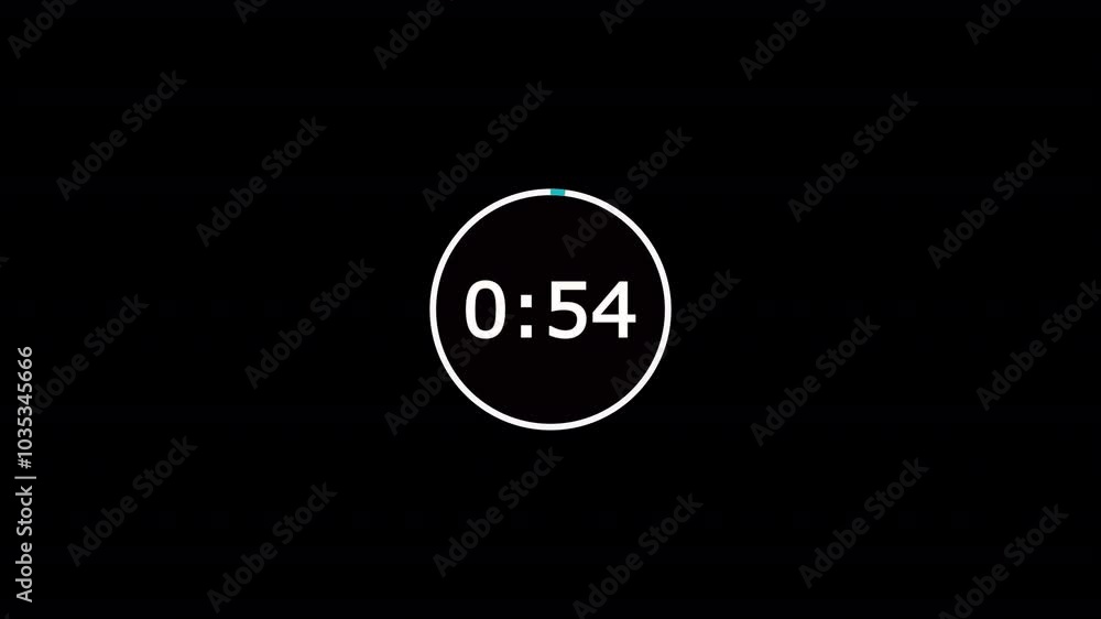 One minute countdown animation from 60 seconds to 0 seconds on a ...