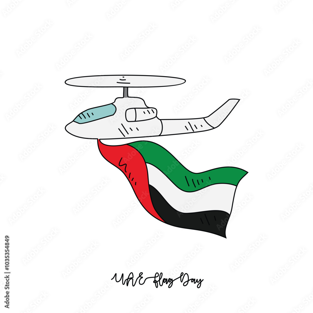 Sketch drawing of UAE Flag Day celebration vector illustration. UAE ...