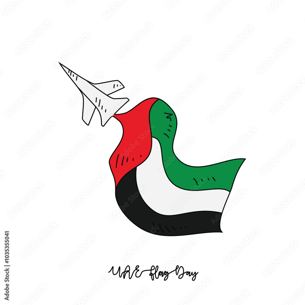 Sketch drawing of UAE Flag Day celebration vector illustration. UAE ...